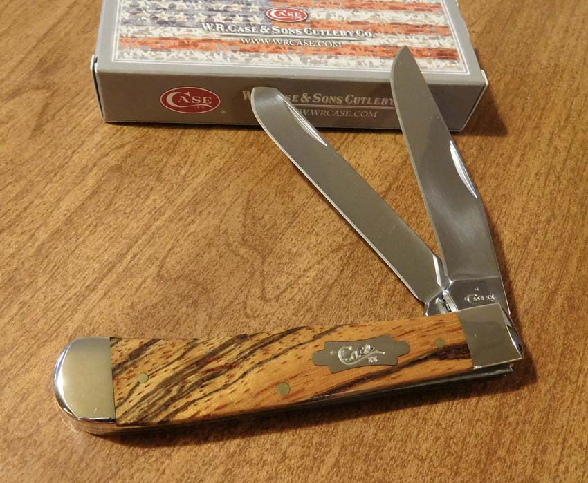 CASE ORANGE CURLY ZEBRA WOOD KNIVES