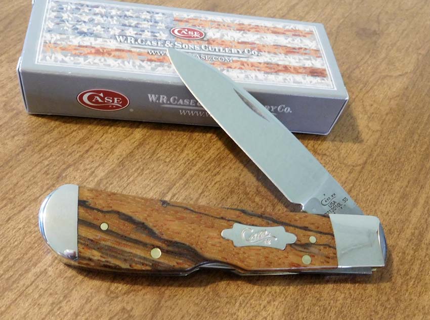 CASE ORANGE CURLY ZEBRA WOOD KNIVES