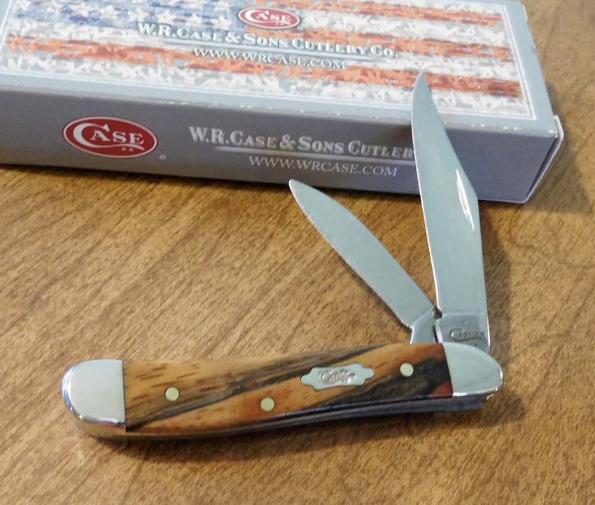 CASE ORANGE CURLY ZEBRA WOOD KNIVES