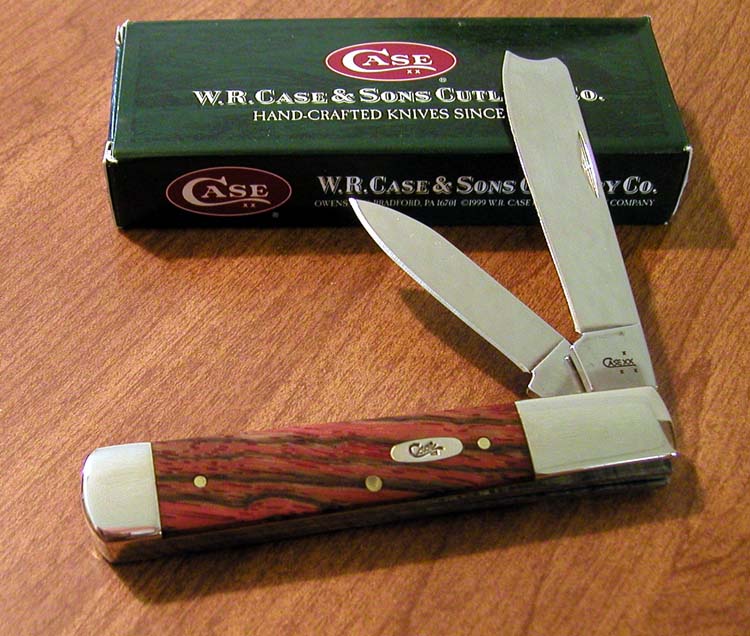 CASE ORANGE CURLY ZEBRA WOOD KNIVES