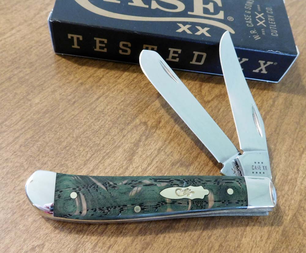 CASE KELLY GREEN CURLY OAK KNIVE