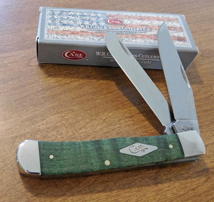 CASE GREEN CURLY MAPLE KNIVES